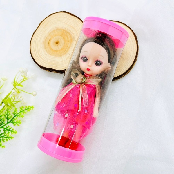 Búp bê barbie mini hộp ống tròn cho bé