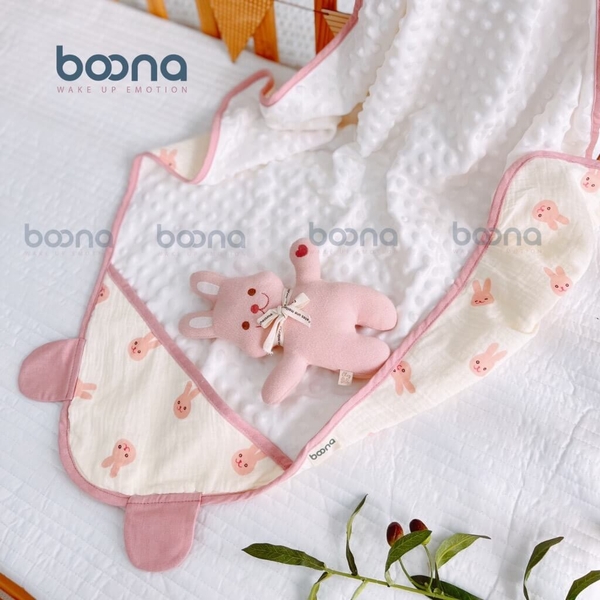 Ủ choàng Boona hạt đậu kết hợp vải muslin hoạ tiết