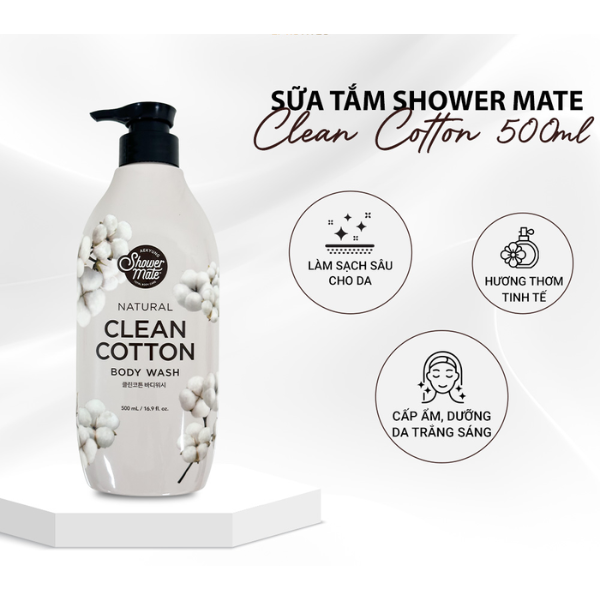 Sữa tắm Aekyung ShowerMate Natural Clean Cotton Body Wash