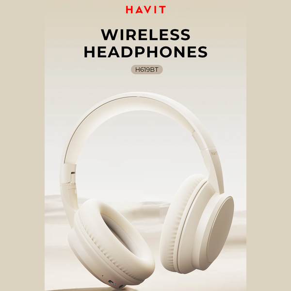 Tai Nghe Bluetooth Headphone HAVIT H619BT, BT 5.4, Màng Loa 40mm, Nút Nhấn Điều Khiển, Nghe Nhạc ...