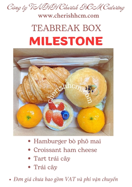 Teabreak box- Milestone 2 bánh mặn 1 bánh ngọt 1 trái cây