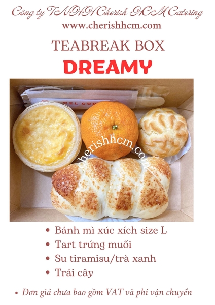 Teabreak box- Dreamy 2 bánh mặn 1 bánh ngọt 1 trái cây