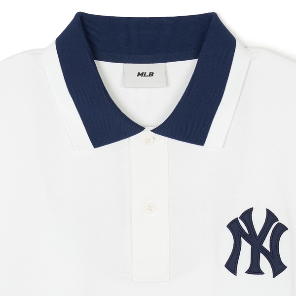Áo Polo MLB Varsity Shoulder NY Ivory 3APQV0143-50IVS | MLB Việt Nam