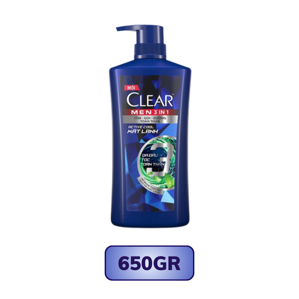 Clear Men 3IN1 Active Cool Refreshing Shower Gel 340GR/ 650GR ...