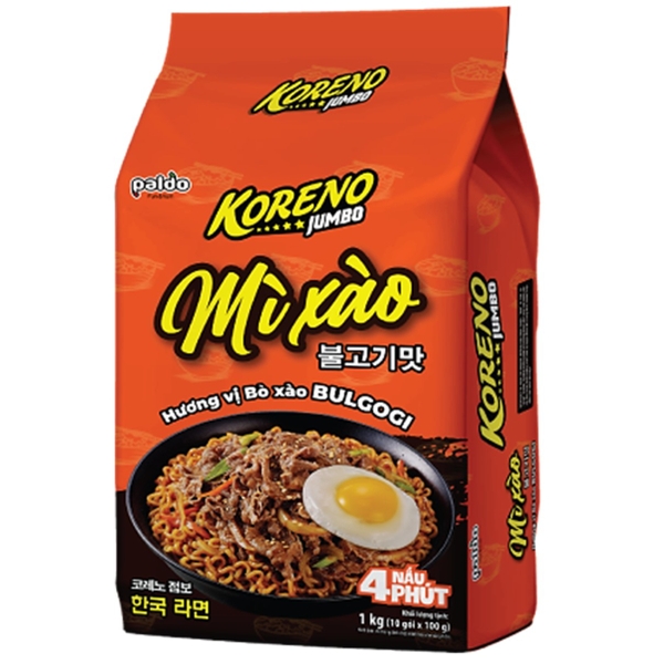 Koreno Jumbo Stir-Fried Noodles - Bulgogi Beef Flavor 10 Packs 100g ...