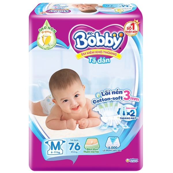 Bobby Soft And Dry Tape Diapers M76 (6-11kg) | BLUETHUNDER JOINT STOCK ...