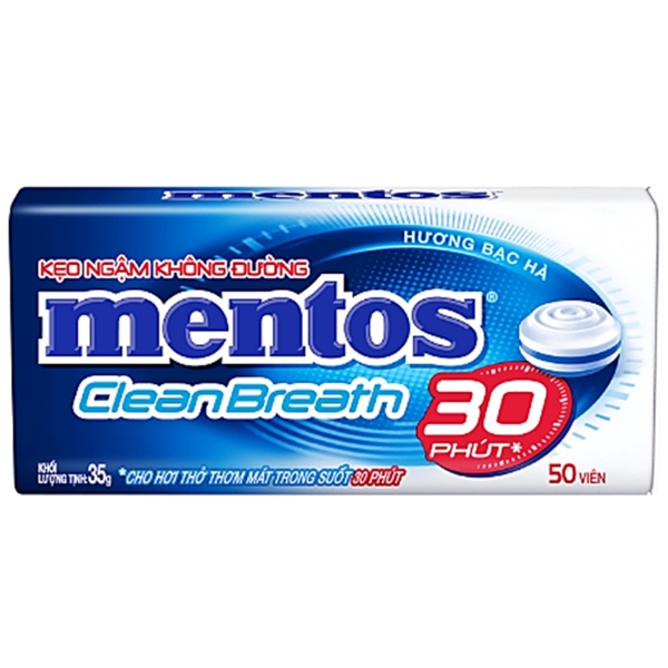 Mentos Clean Breath Sugar-Free Chewing Gum Peppermint Flavor 35g - 50 ...