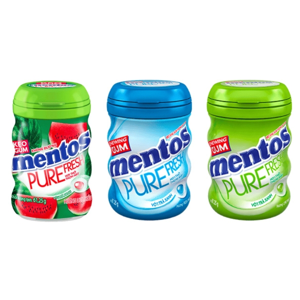 Sing Gum Sugar-Free Mentos Pure Fresh Lemon Mint Flavor Jar 61.25g ...