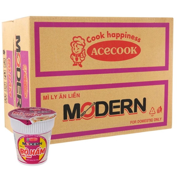 Acecook - Modern Instant Noodles Stewed Beef Herb Flavour Box 65gr ...