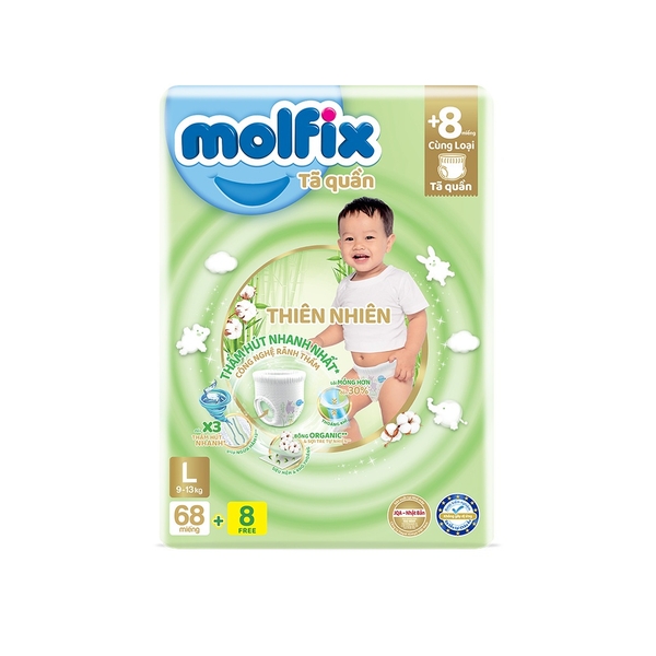 Molfix Natural Diaper Pants Size L 9kg-13kg (68 pads) | BLUETHUNDER ...