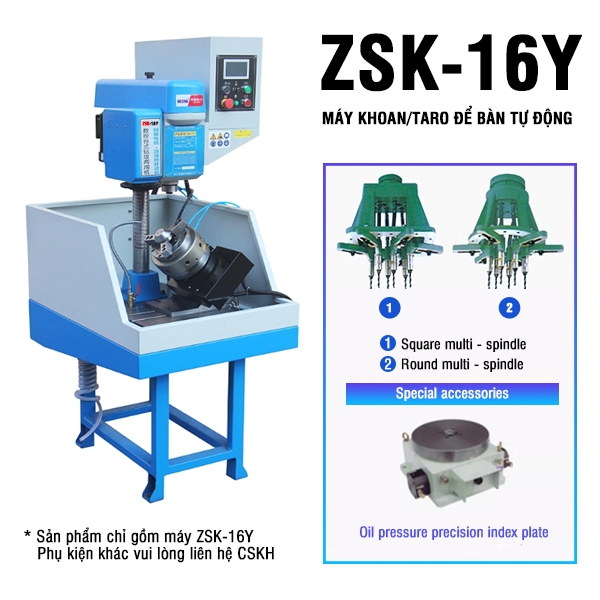 Máy khoan & taro tự động ZSK-16Y D16/M10/H70/Z105/MT2/2.2KW/Màn hình hiển thị