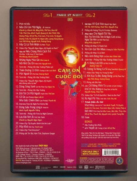 DVD PBN 95 - Paris by Night 25th Anniversary: Cảm Ơn Cuộc Đời (USED) KGTUS