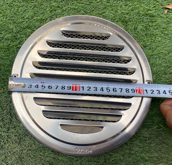 Thông Gió Louver Tròn Inox, Có Lưới Chống Muỗi, Đường Kính 20Cm