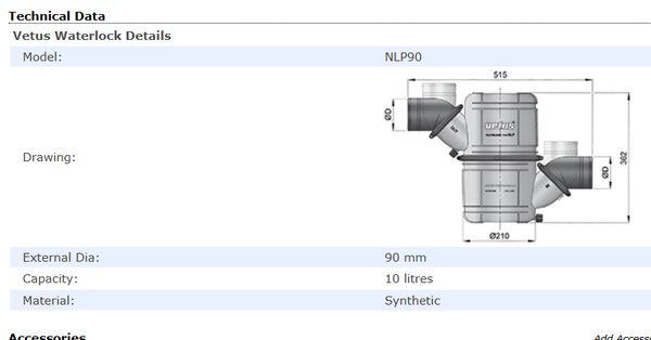 Bộ Ống Xả Waterlock Vetus Waterlock Muffler NLP90 – Đường Kính 90mm, Mã ...