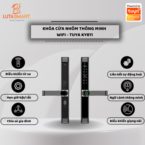 Khóa Cửa Nhôm Thông Minh WiFi - Tuya KY811 Tuya Smart - Việt Nam