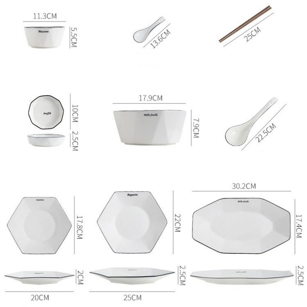 Set chen dĩa Hexagon 31 món | Góc Nhà - Trang trí nhà cửa