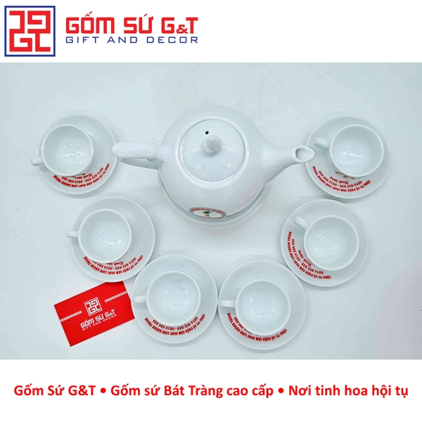 Bộ trà quà tặng dáng chóp lửa trắng