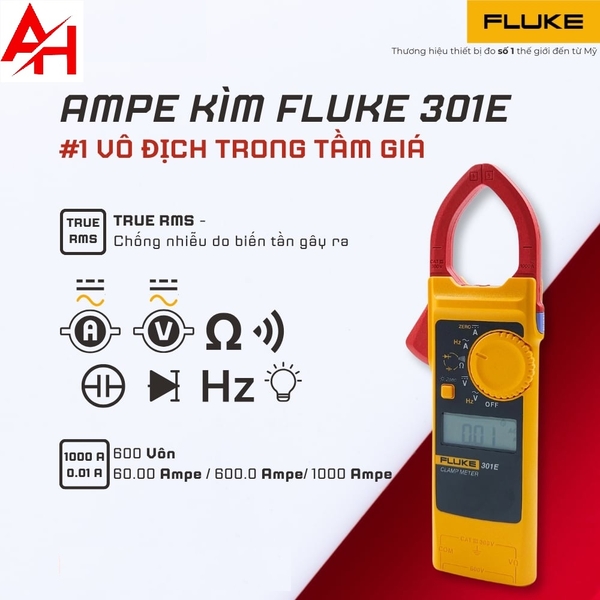 Ampe kìm đo dòng điện một chiều Fluke 301E (1000a ac/dc ...