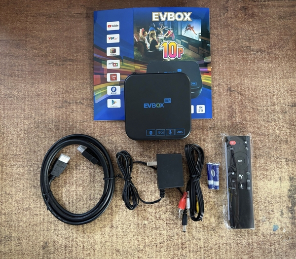 Android Tivi Box EVBOX PRO 10P chuẩn 4K có ĐK giọng nói (Ram 4G)