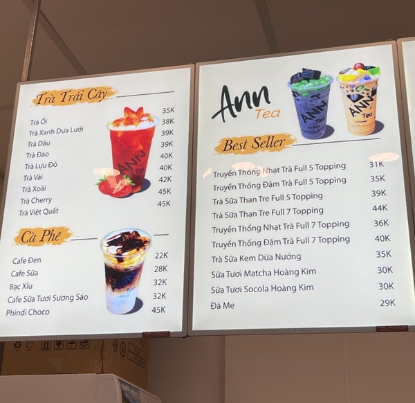 Thiết kế menu treo tường dạng LED dành cho quán Cafe
