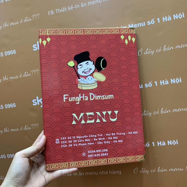 Menu bìa bồi fomex gập 3 cho nhà hàng - Fungha Dimsum