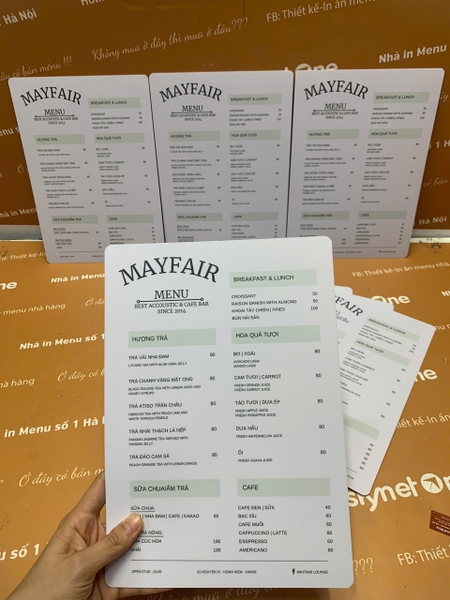 Mẫu menu nhựa dành cho quán Cafe cao cấp - MayFair