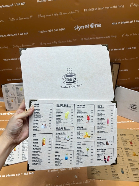Combo Menu khung gỗ + Menu cầm tay cho quán Cafe - Quán 99