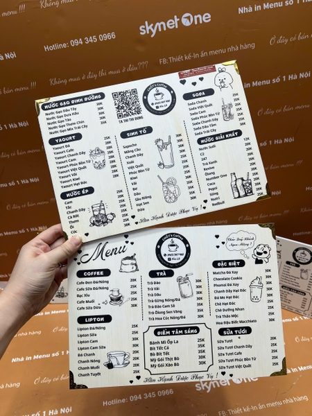 Menu Fomex cầm tay dành cho quán Cafe, Trà Sữa - Chốt Cafe
