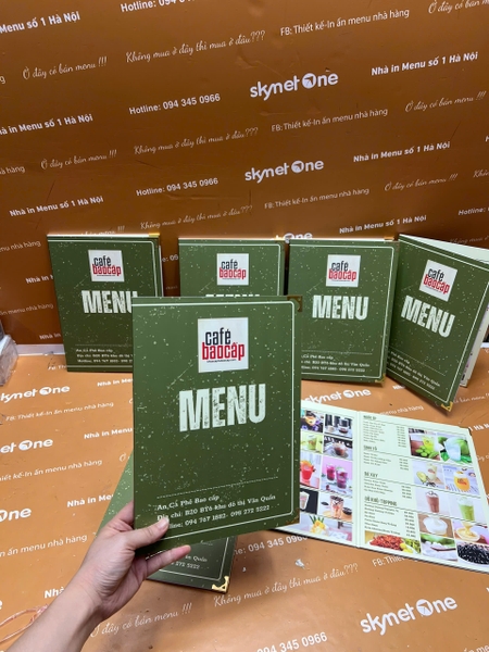 Menu Fomex A4 gập đôi dành cho quán Cafe, Trà Sữa