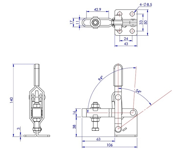 Cam kẹp GH-11421-SS - Phụ kiện đồ gá HTH - 0911988488