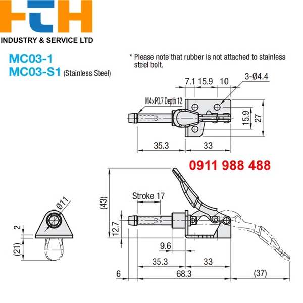 Kẹp chuyển đổi kéo đẩy MC03-1 MC03-S1