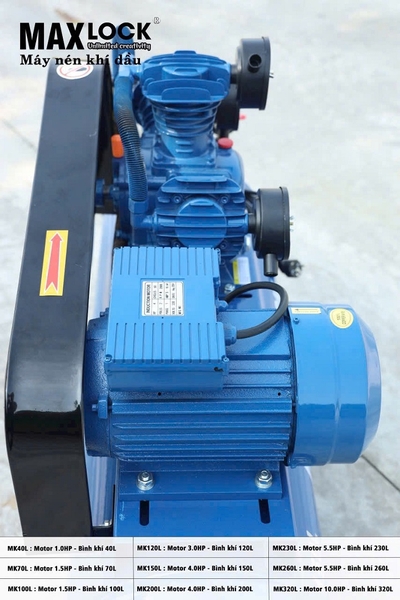 Máy nén khí dây đai MAXLOCK 1.5HP 100L MK100L