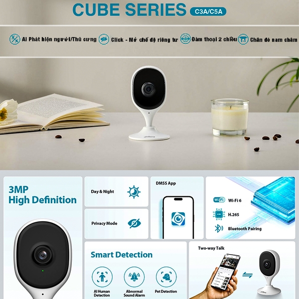 [5M] Camera WiFi Dahua CUBE A1 C5A Camera Cố Định Góc Rộng Trong Nhà ...