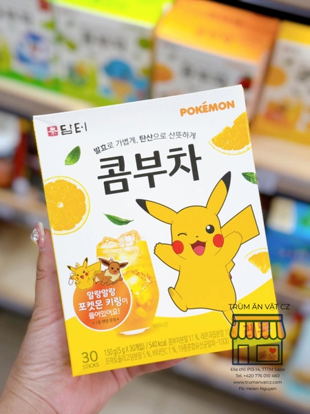 TRÀ KOMBUCHA HQ + MÓC KHOÁ POKEMON CÁC LOẠI HỘP 30 X 5G Trùm Ăn Vặt Cz