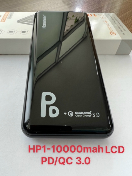 Pin sạc dự phòng Hammer (HP1) 10.000 mAh, sạc nhanh QC 3.0, PD 20w, màn hình LCD hiển thị pin ...