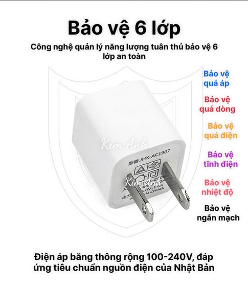 Củ sạc xuất Nhật KFLY (JHX-AC1907) 1A, chứng nhận PSE tiêu chuẩn Nhật ...