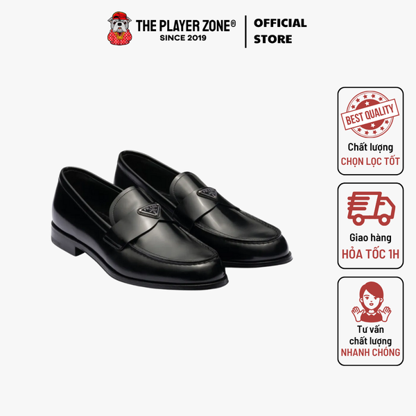 Giày Prada Enamel-Triangle-Logo Leather Loafers The Player Zone