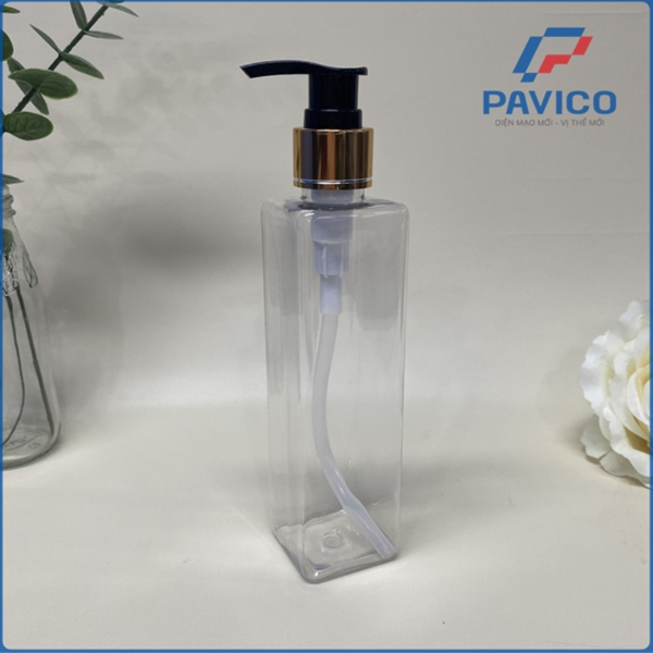 Chai PET 200ml / Chai PET vuông, Chai đựng mỹ phẩm, dầu gội