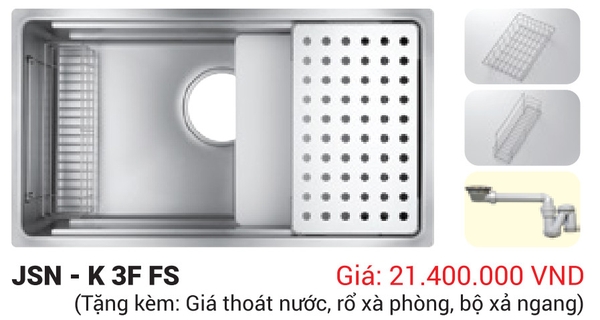 Chậu rửa chén 1 hố Nhật Bản Shigeru JSN-K 3F FS