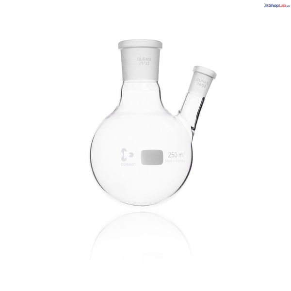 Bình cầu đáy tròn, 2 cổ NS24/29, 14/23 500ml 241834408 Duran