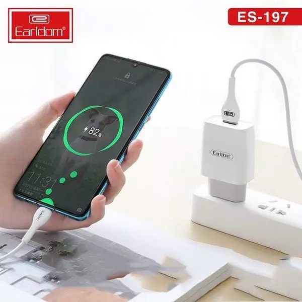 Bộ Sạc Earldom ES-197 Ra 2 cổng USB sạc nhanh 2.1A
