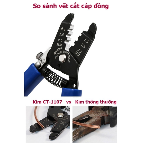 Kìm cắt cáp đồng tủ lạnh CT-1107, kéo cắt ống đồng không bị bóp méo