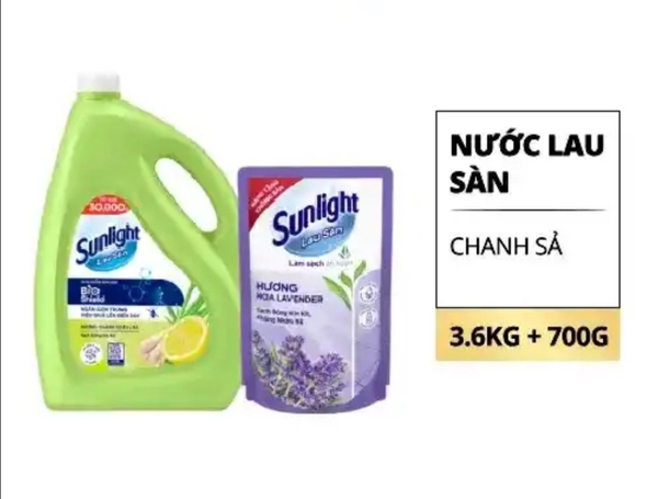 Combo NLS Sunlight Bio Chanh sả chai 3.6kg tặng lavende túi 700g