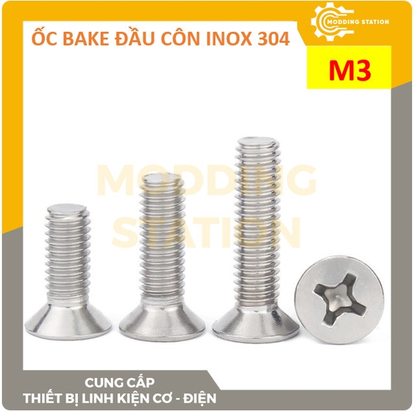 Ốc Bake đầu côn inox 304 size M3x10 | Modding Station