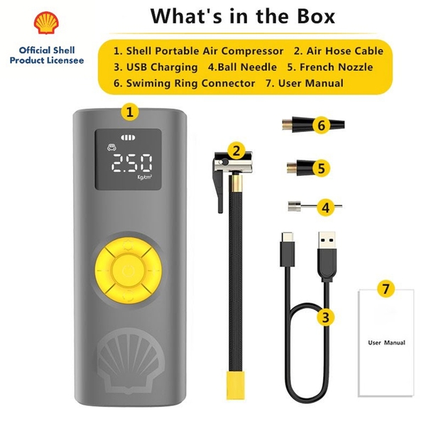 Bơm Lốp Ô Tô Xe Máy Mini Cầm Tay Shell SL-AC012 2in1- Sạc Nhanh, Áp ...
