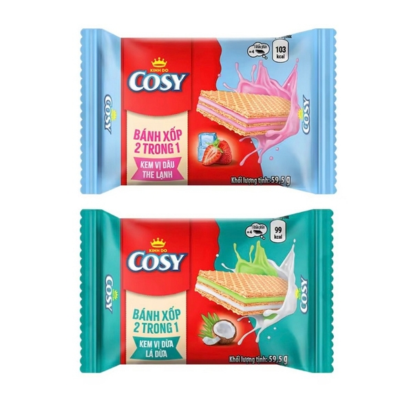 Bánh xốp 2 trong 1, kem vị dừa lá dứa-Cosy, Kinh Đô, gói (59.5g). Siêu ...
