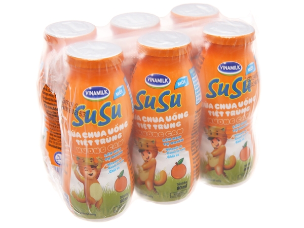 Sữa chua uống tiệt trùng hương Cam, SuSu-Vinamilk (80ml*6chai), Siêu ...