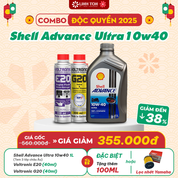 Combo dầu nhớt xe số/ côn tay Shell Advance Ultra 10w40 (Tem 3 lớp châu âu)