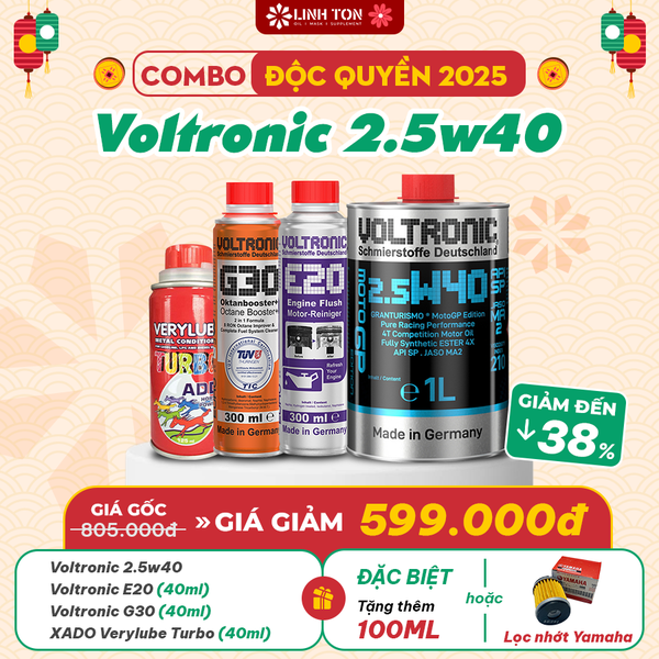Combo dầu nhớt xe số/ côn tay đua cao cấp Voltronic Moto GP 2.5w40 nhập khẩu Đức dịp quốc khánh 2/9