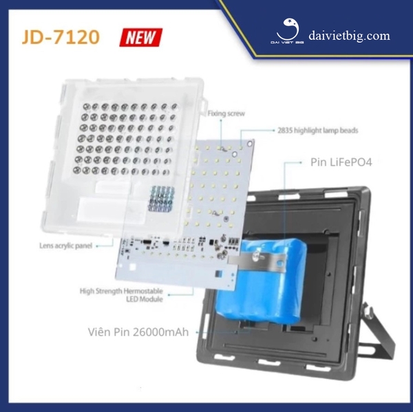 Đèn Pha Chống Lóa Cao Cấp, Đèn Năng Lượng Mặt Trời JD-7120 Công Suất ...